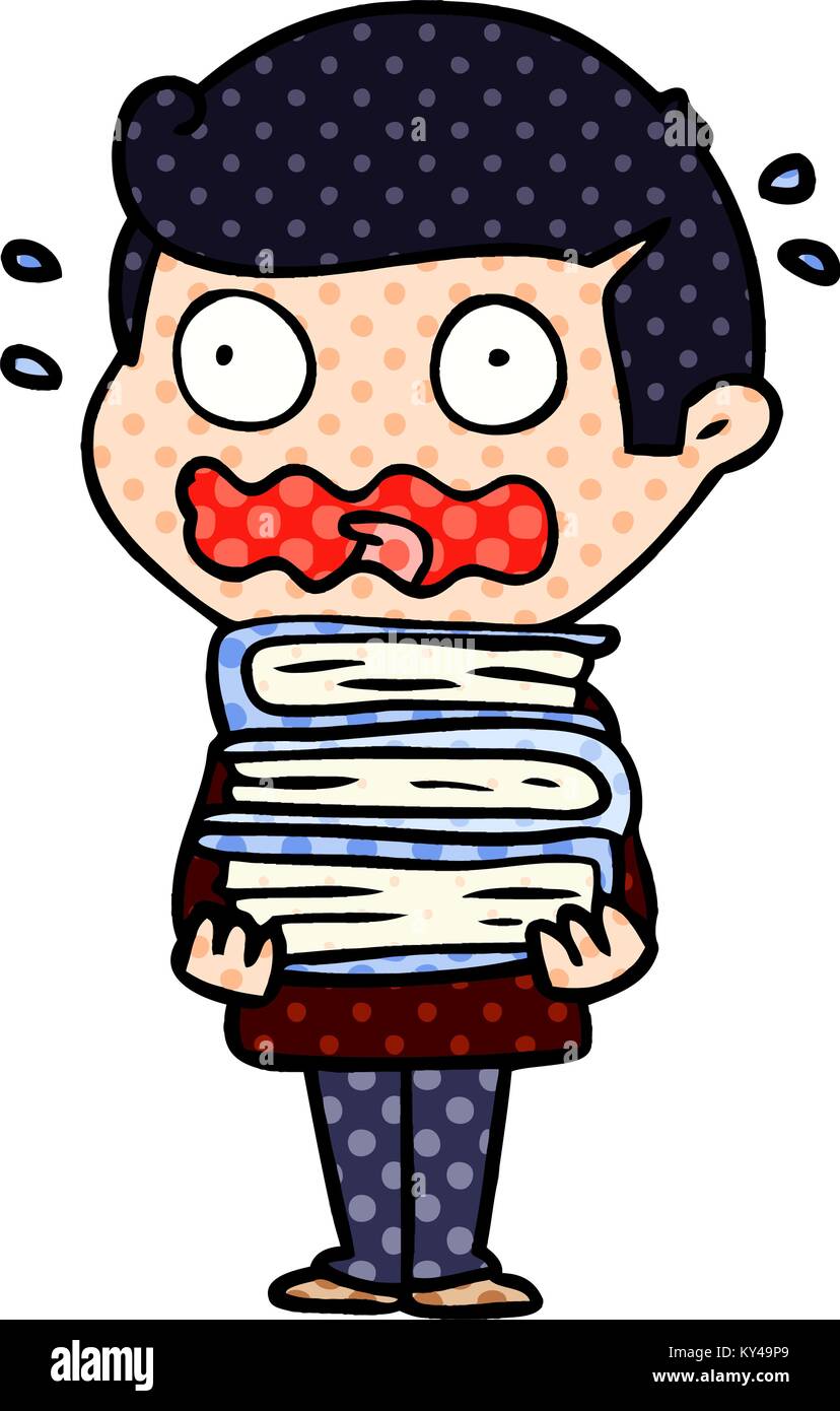 cartoon man with books totally stressed out Stock Vector Image & Art ...