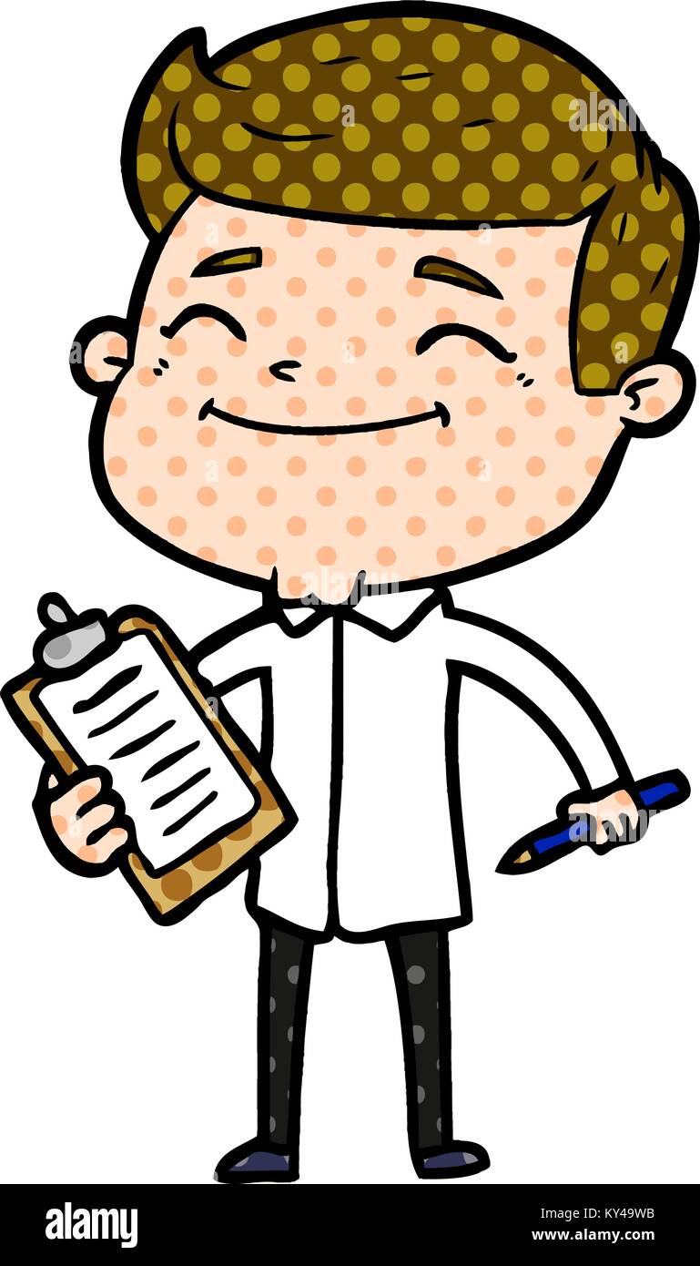 happy cartoon man taking survey Stock Vector Image & Art - Alamy
