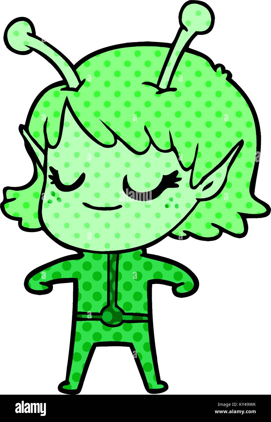 smiling alien girl cartoon Stock Vector Image & Art - Alamy