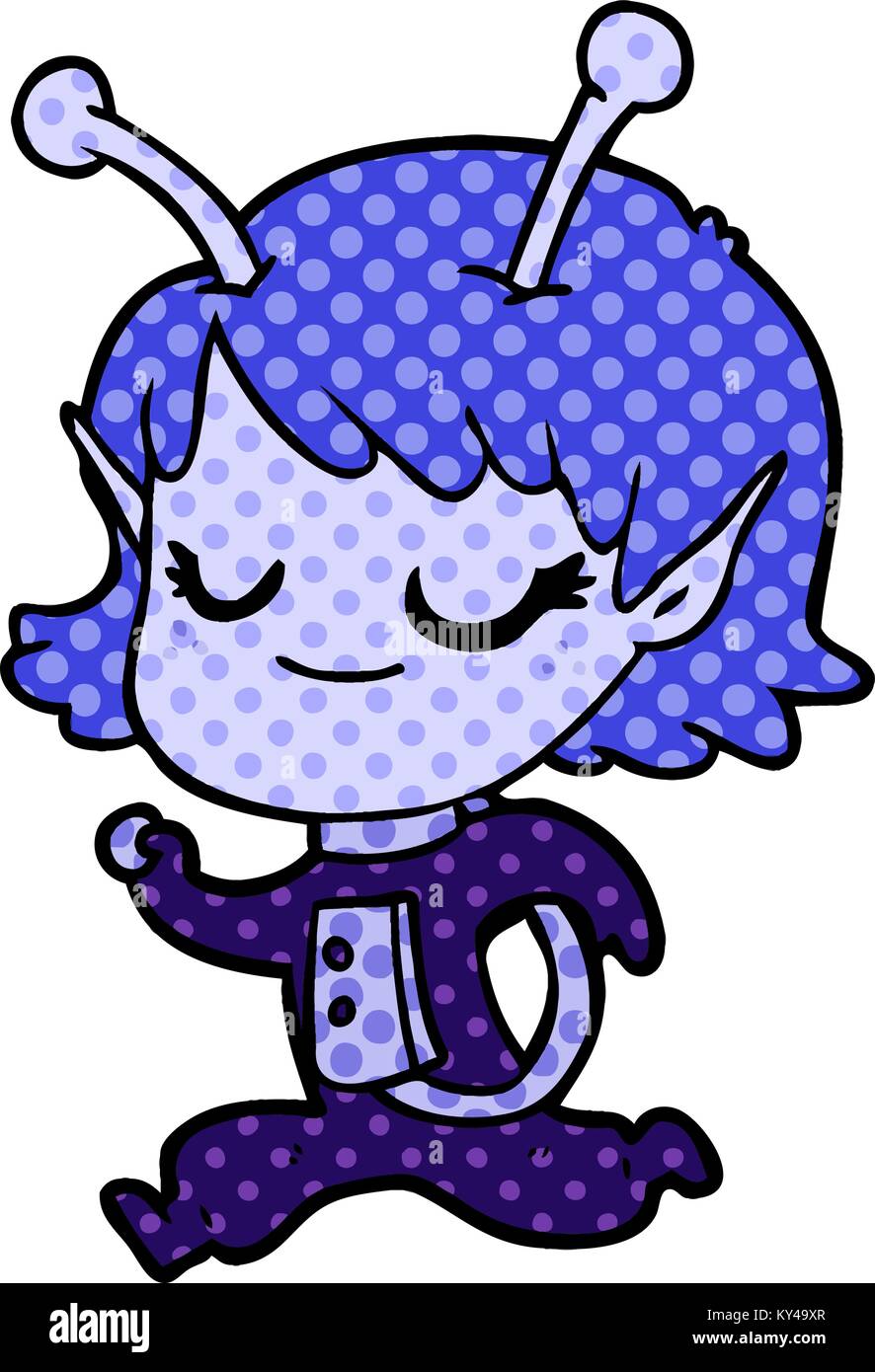 smiling alien girl cartoon Stock Vector Image & Art - Alamy