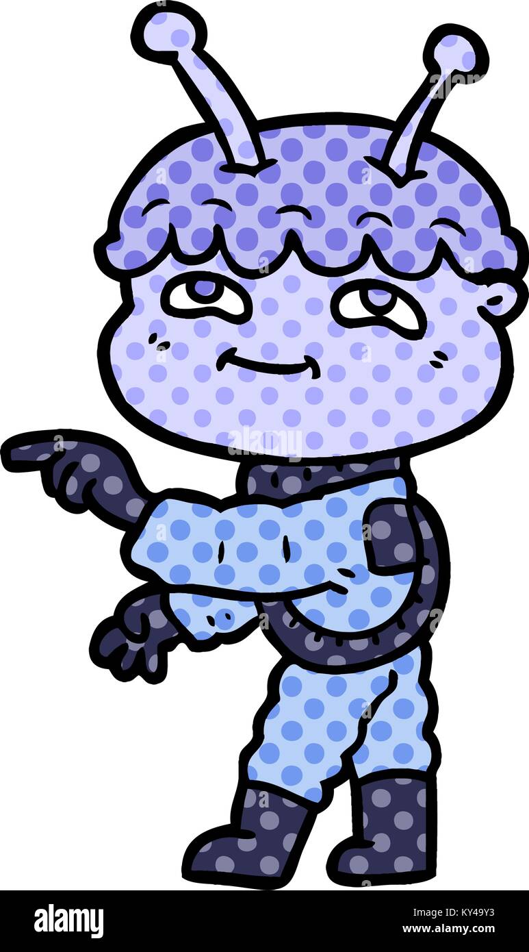 friendly cartoon spaceman pointing Stock Vector Image & Art - Alamy