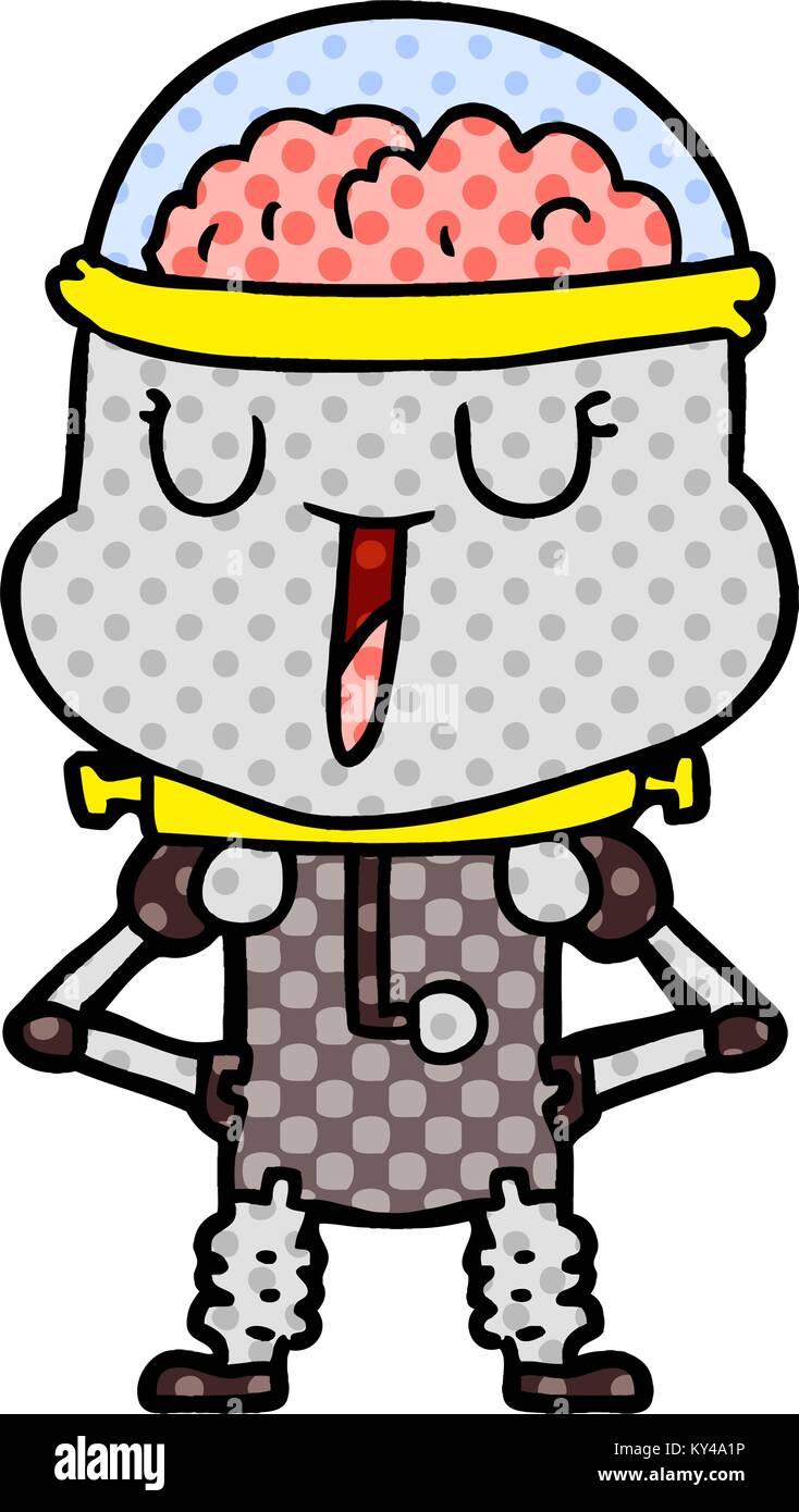 happy cartoon robot Stock Vector Image & Art - Alamy