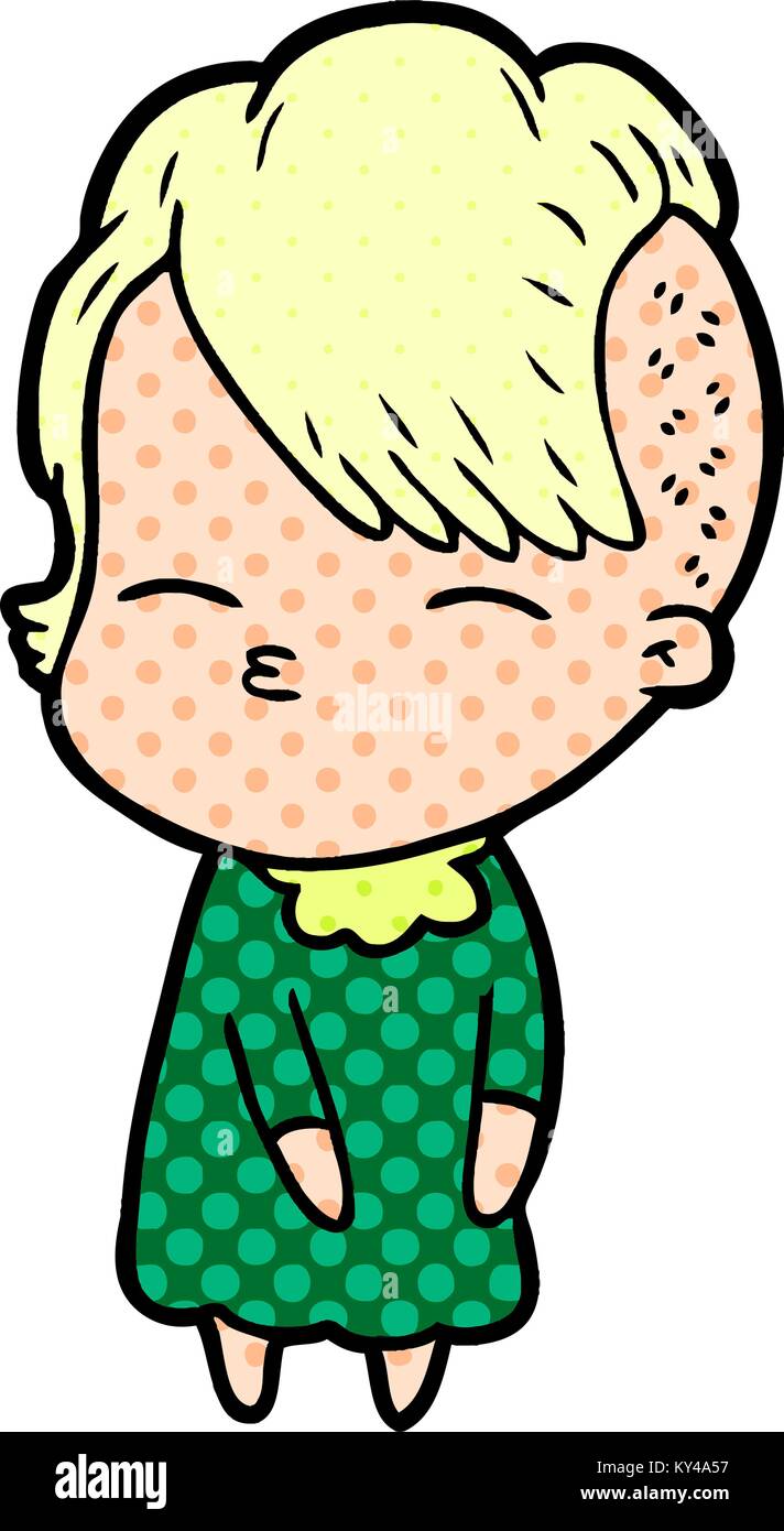 cartoon squinting girl Stock Vector Image & Art - Alamy