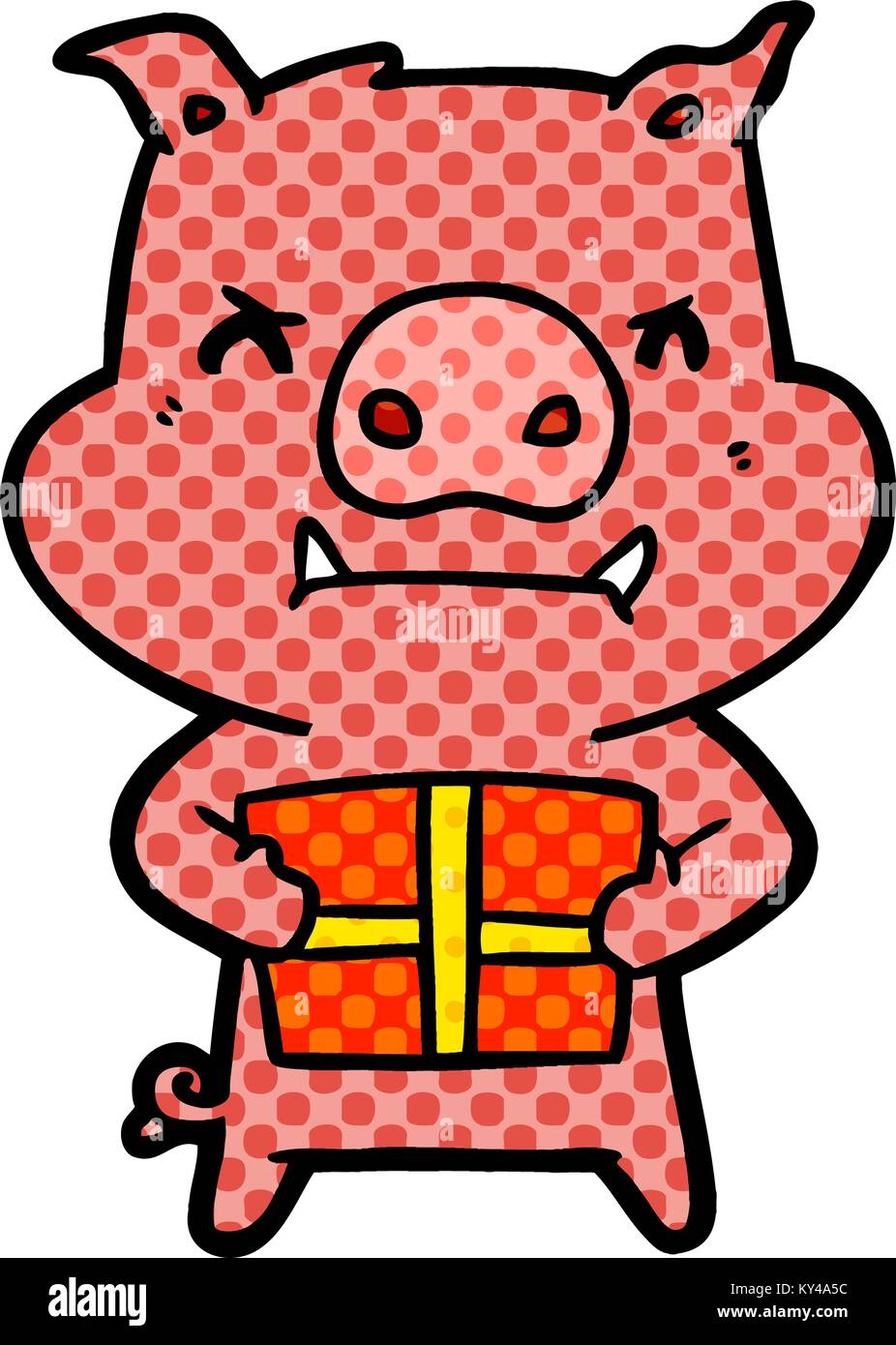 angry cartoon pig with christmas gift Stock Vector Image & Art - Alamy