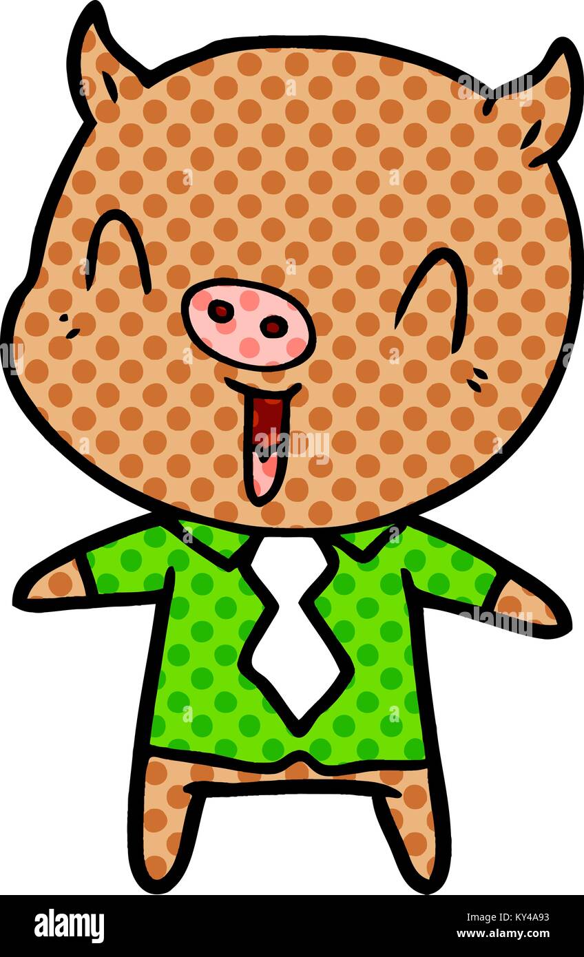 happy cartoon pig wearing shirt and tie Stock Vector Image & Art - Alamy