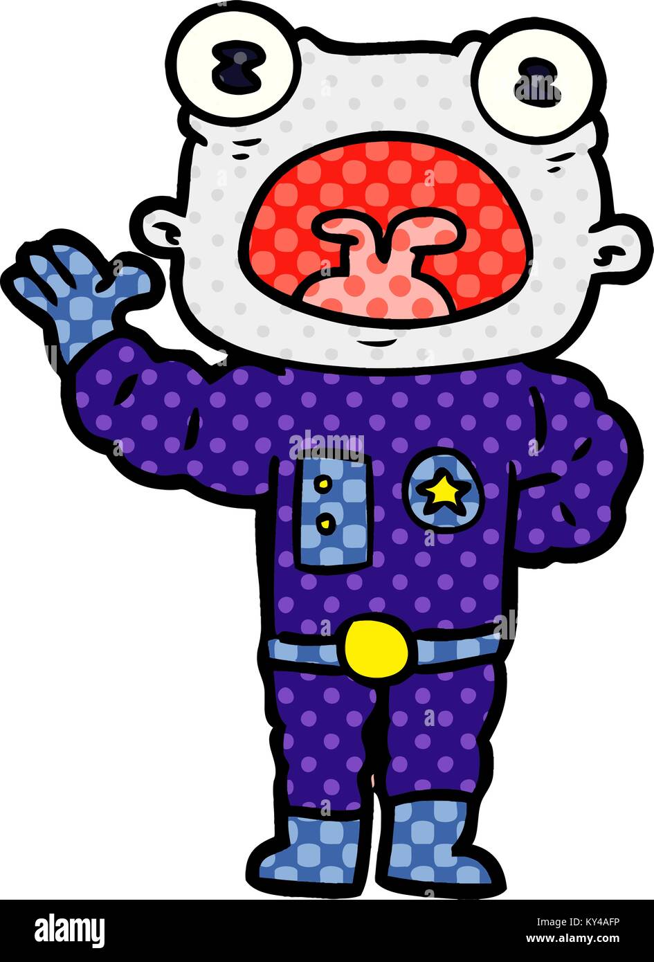 cartoon weird alien waving Stock Vector Image & Art - Alamy