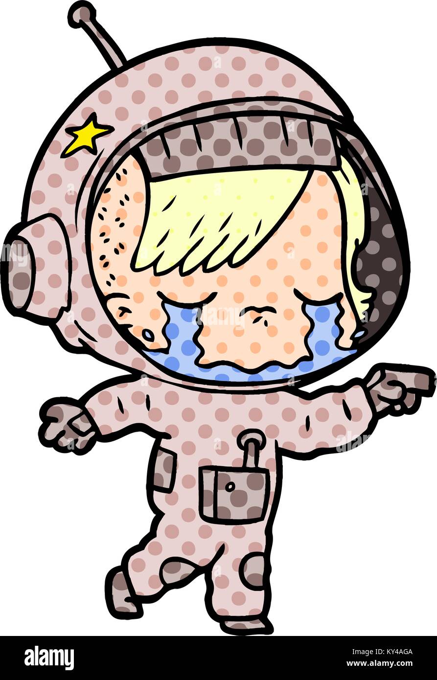 cartoon crying astronaut girl Stock Vector Image & Art - Alamy