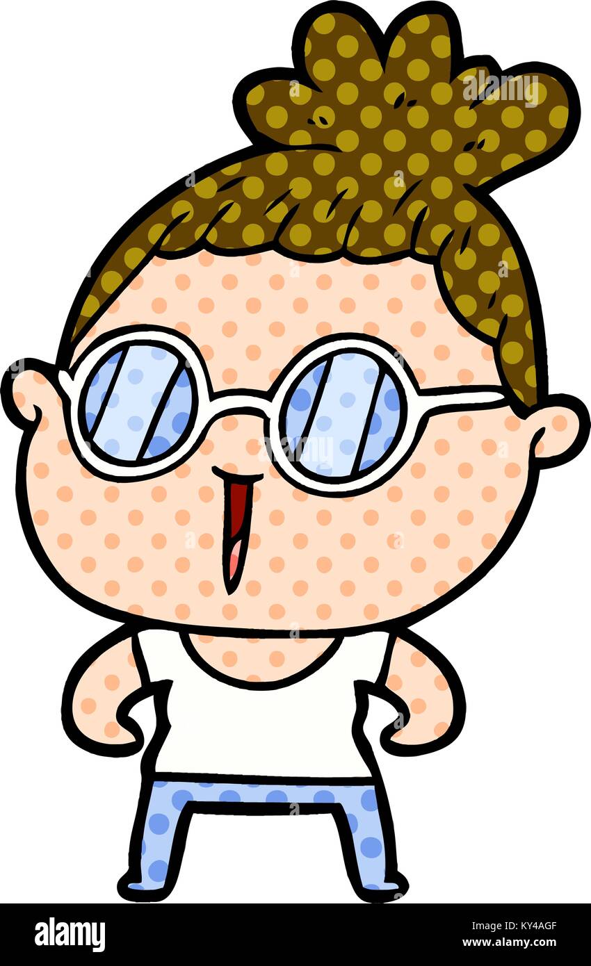 cartoon tough woman wearing spectacles Stock Vector Image & Art - Alamy