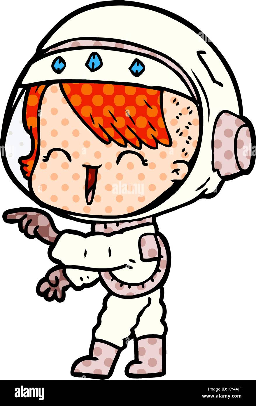 cartoon astronaut girl pointing and laughing Stock Vector Image & Art ...