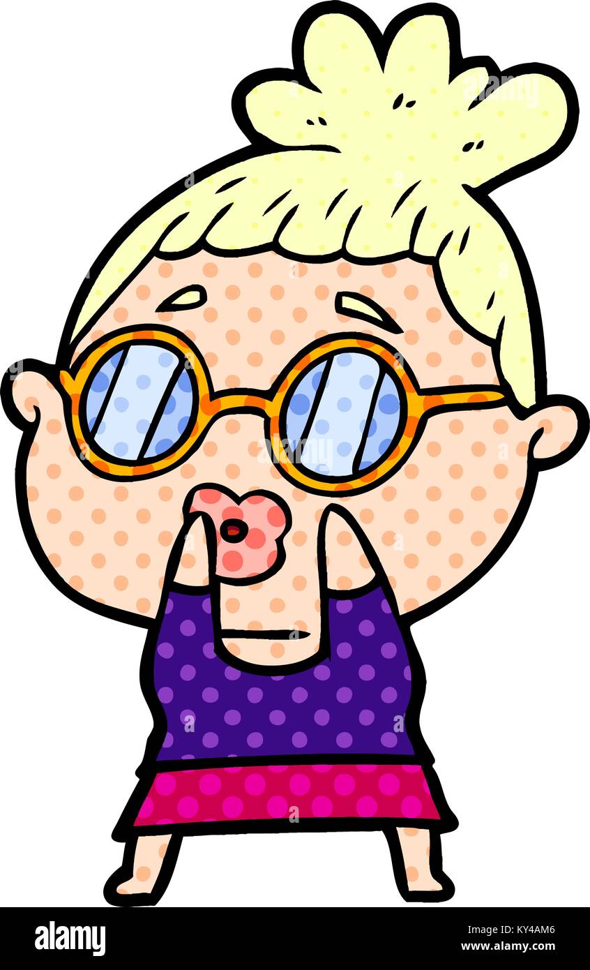 cartoon woman wearing spectacles Stock Vector Image & Art - Alamy