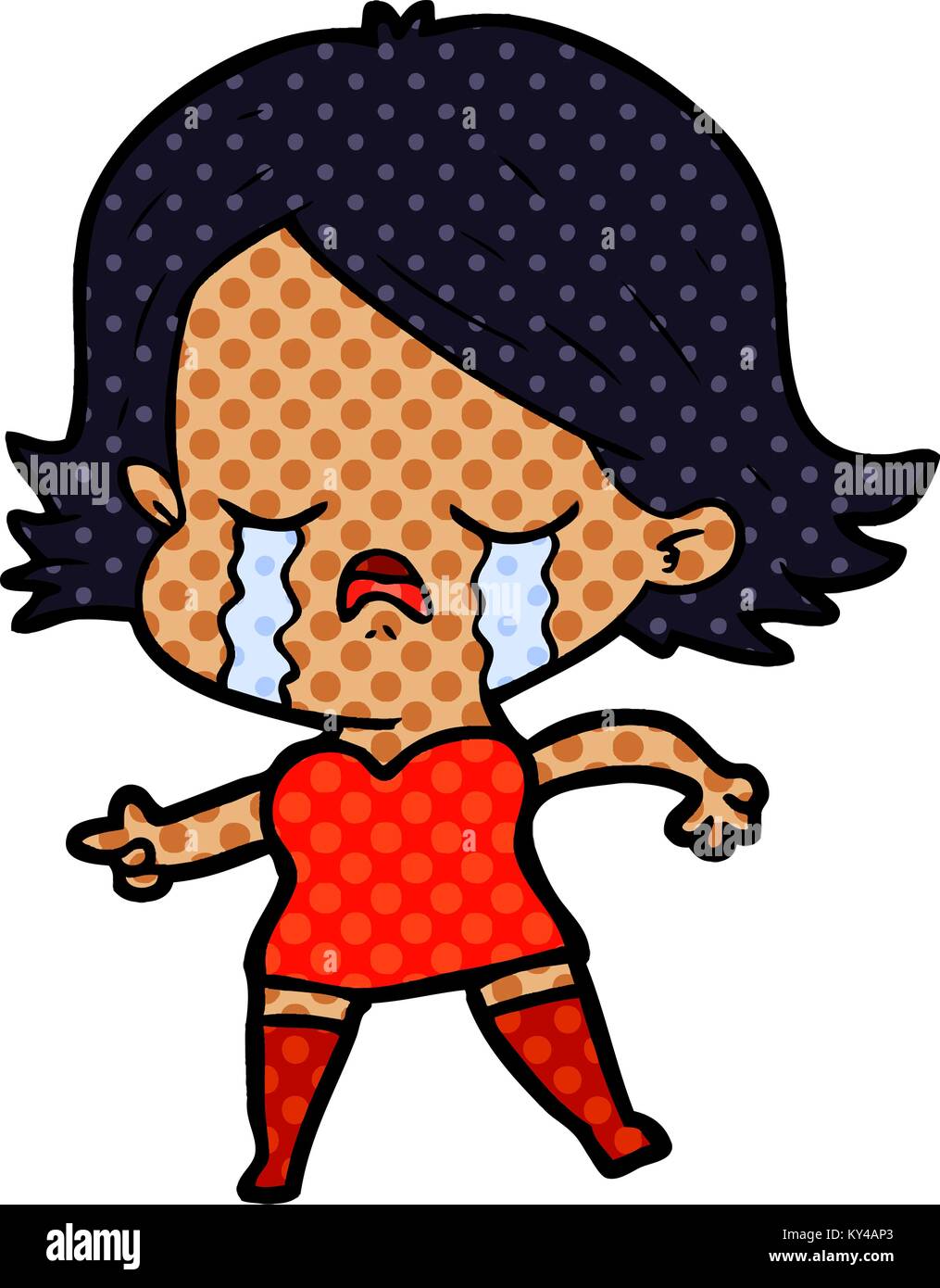 cartoon girl crying and pointing Stock Vector Image & Art - Alamy