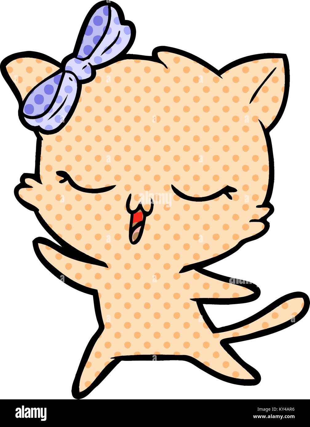 cartoon dancing cat with bow on head Stock Vector Image & Art - Alamy