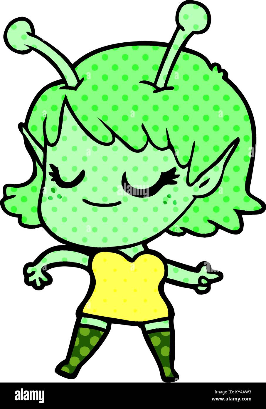 smiling alien girl cartoon Stock Vector Image & Art - Alamy
