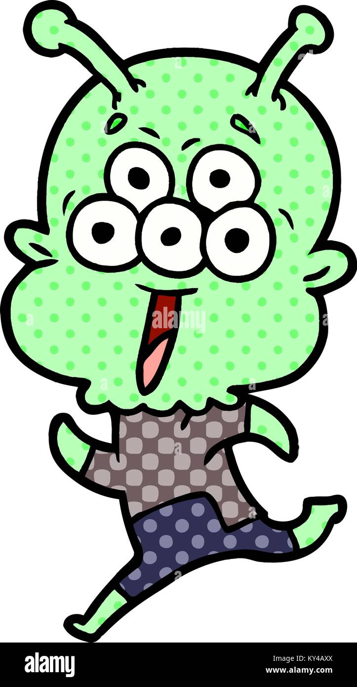 happy cartoon alien running Stock Vector Image & Art - Alamy