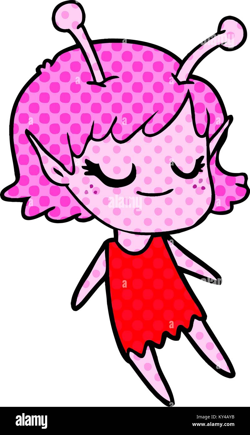 smiling alien girl cartoon floating Stock Vector Image & Art - Alamy