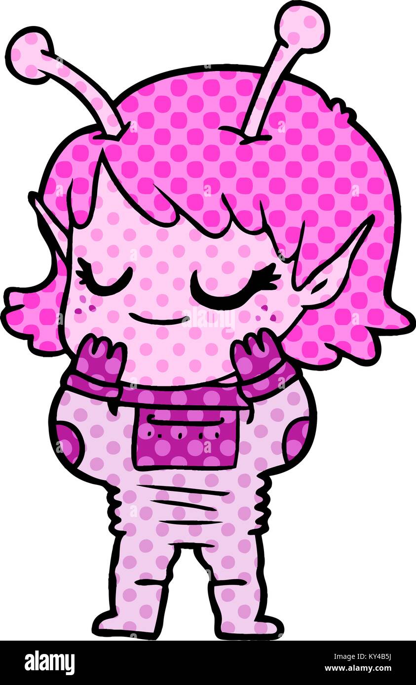 smiling alien girl cartoon Stock Vector Image & Art - Alamy