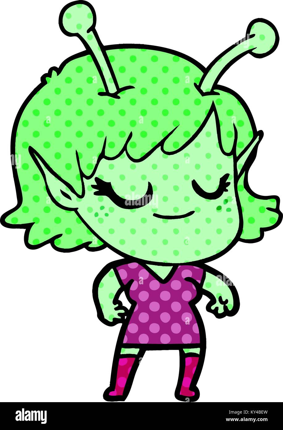 smiling alien girl cartoon Stock Vector Image & Art - Alamy