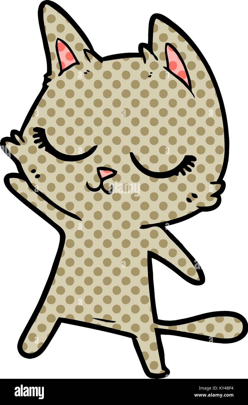 calm cartoon cat waving Stock Vector Image & Art - Alamy