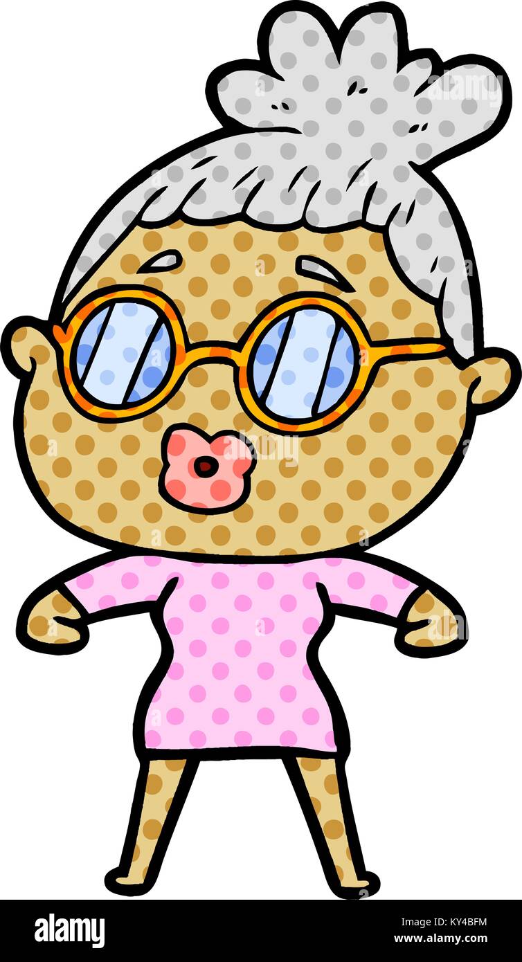 cartoon woman wearing spectacles Stock Vector Image & Art - Alamy