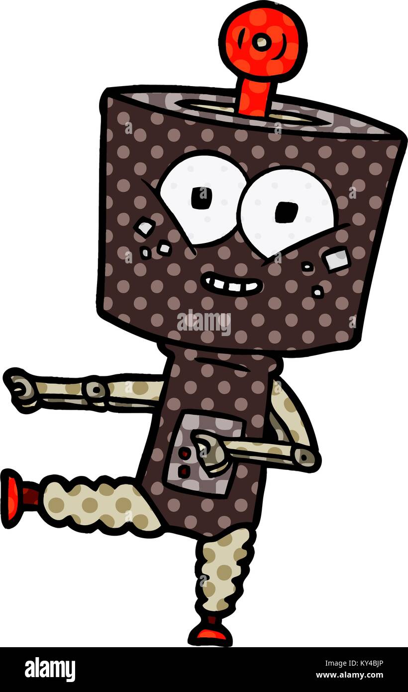 happy cartoon robot dancing Stock Vector Image & Art - Alamy