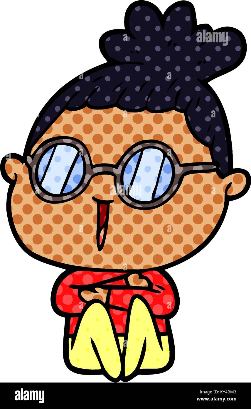 cartoon woman wearing spectacles Stock Vector Image & Art - Alamy