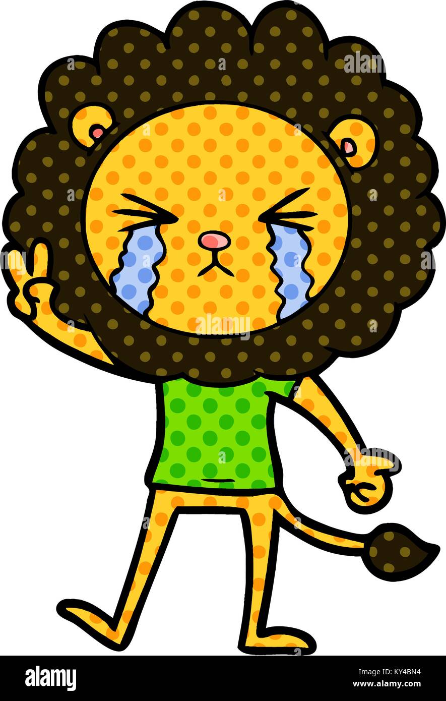 cartoon crying lion giving peace sign Stock Vector Image & Art - Alamy