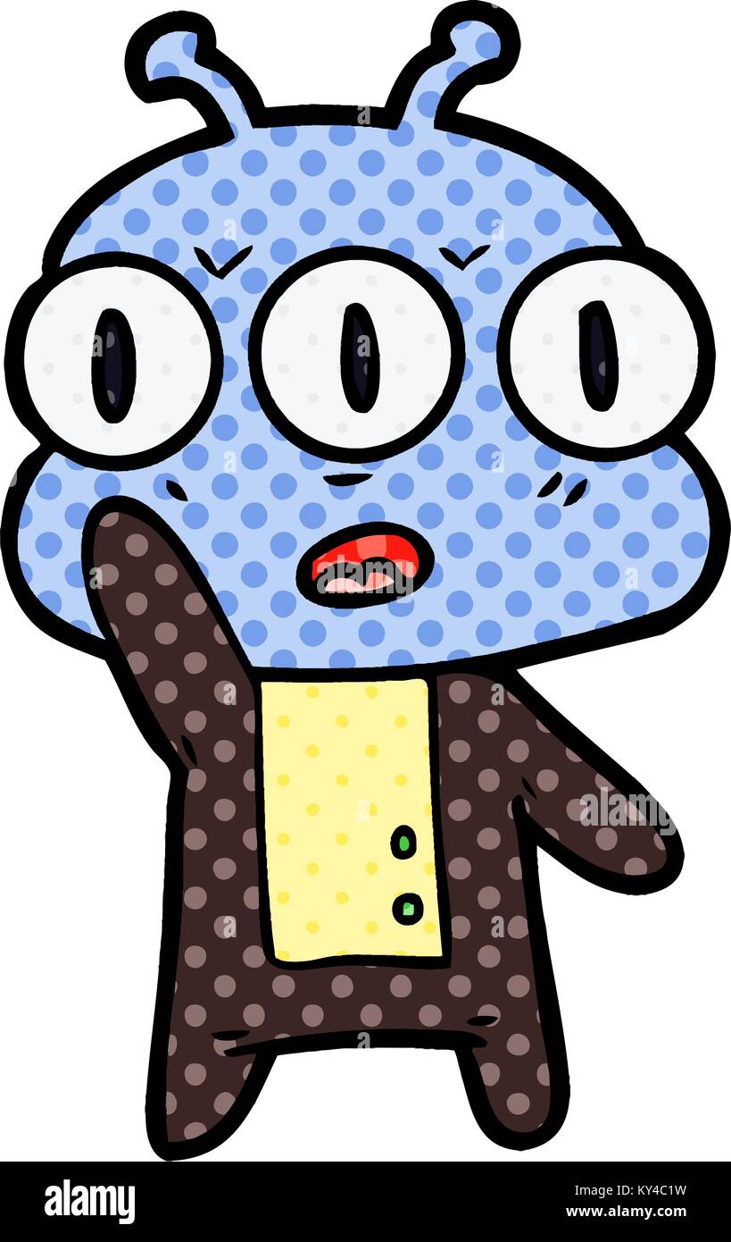 cartoon three eyed alien waving Stock Vector Image & Art - Alamy