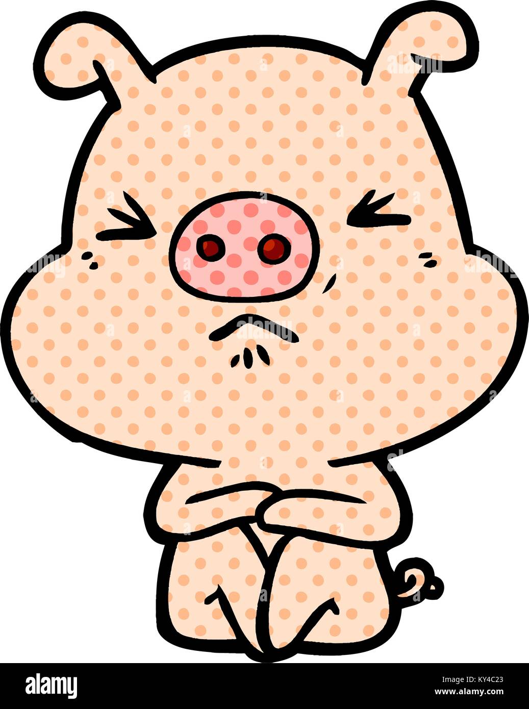 cartoon angry pig sat waiting Stock Vector Image & Art - Alamy