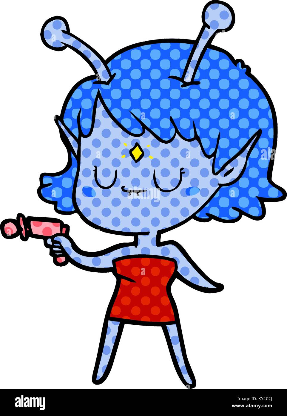 cartoon alien girl with ray gun Stock Vector Image & Art - Alamy