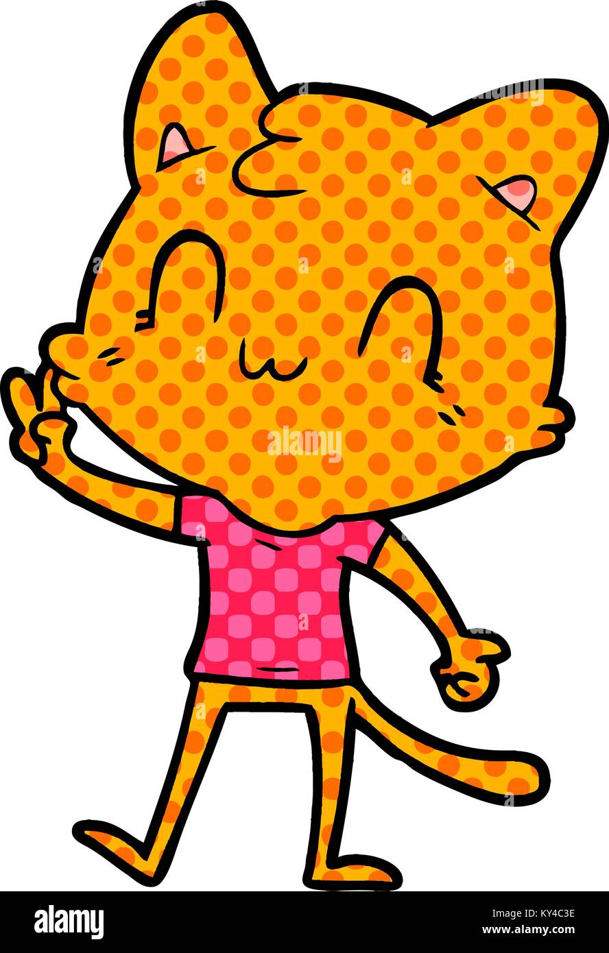 cartoon happy cat giving peace sign Stock Vector Image & Art - Alamy