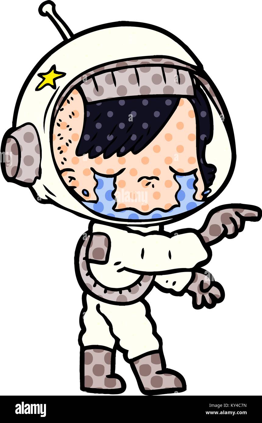 cartoon crying astronaut girl Stock Vector Image & Art - Alamy