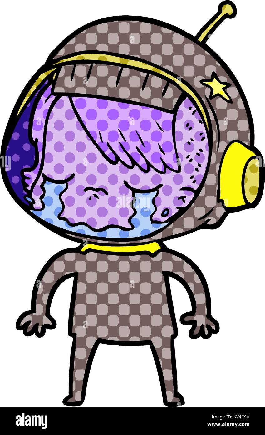 cartoon crying astronaut girl Stock Vector Image & Art - Alamy