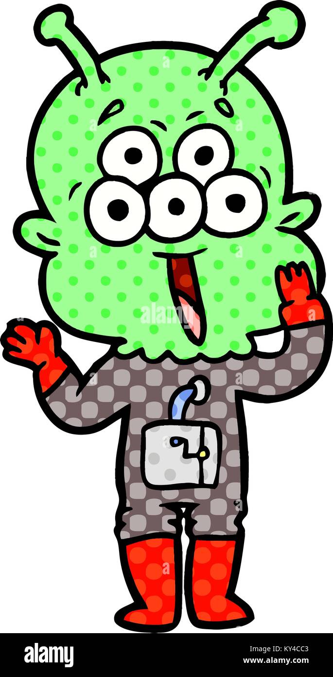 happy cartoon alien Stock Vector Image & Art - Alamy