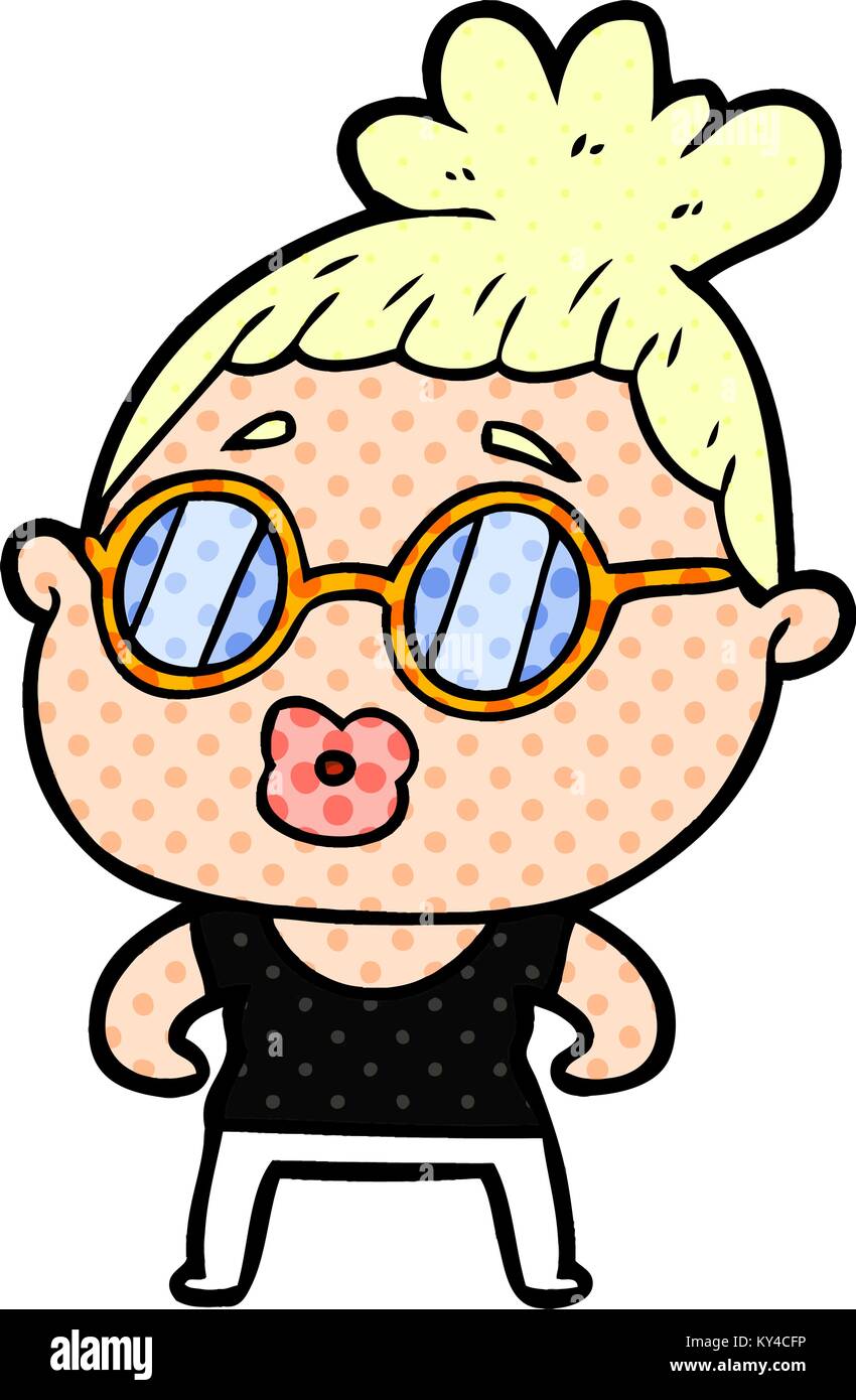 cartoon woman wearing spectacles Stock Vector Image & Art - Alamy
