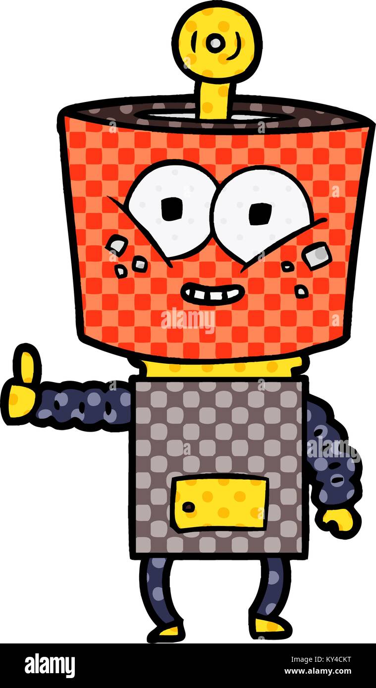 happy cartoon robot giving thumbs up Stock Vector Image & Art - Alamy