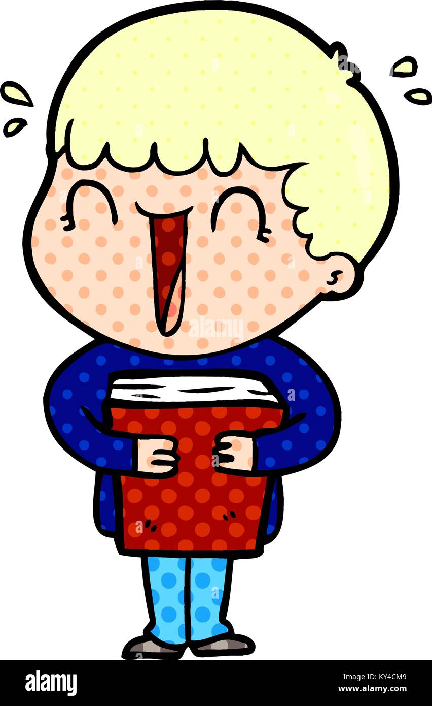 laughing cartoon man holding book Stock Vector Image & Art - Alamy