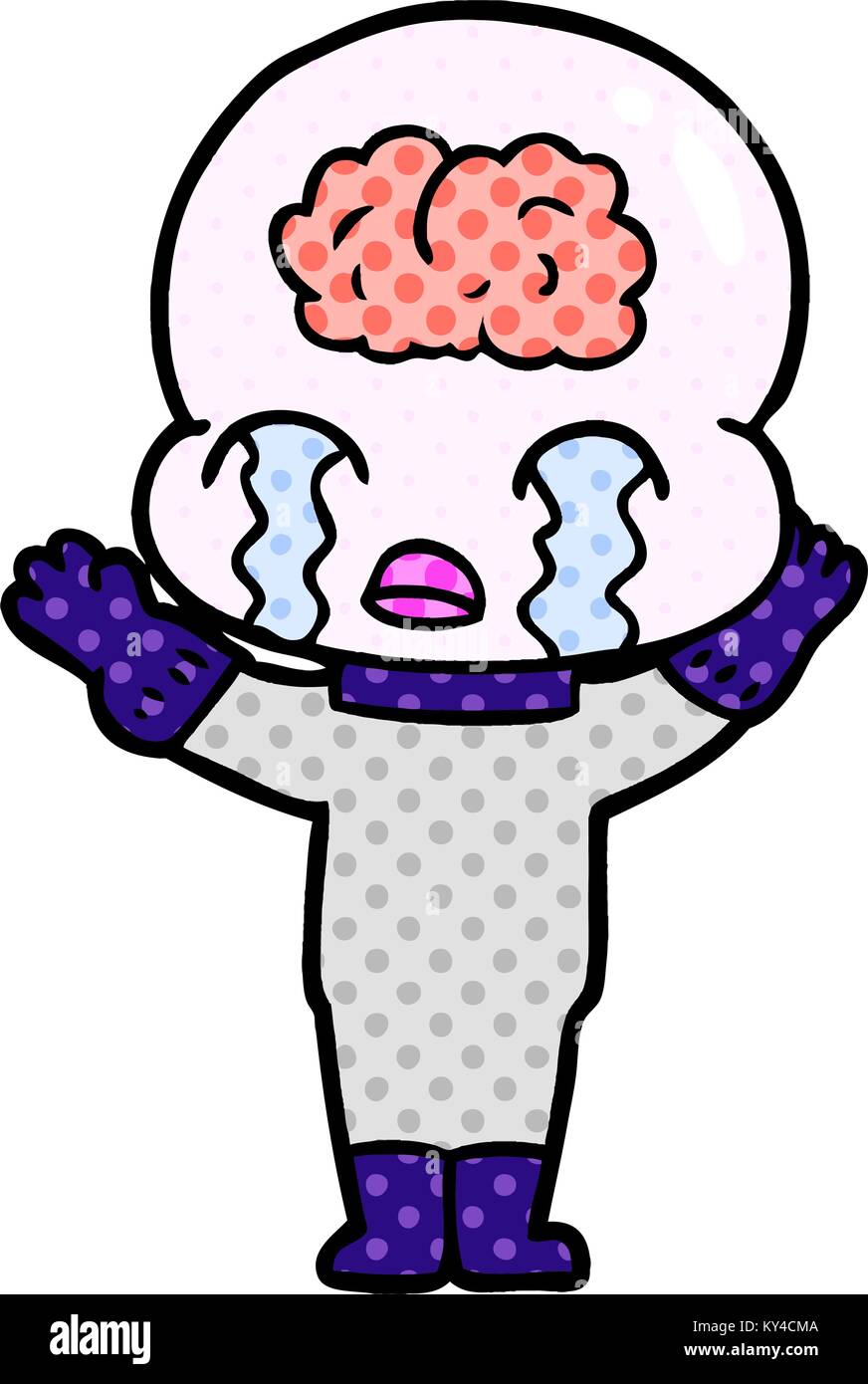 cartoon big brain alien crying Stock Vector Image & Art - Alamy