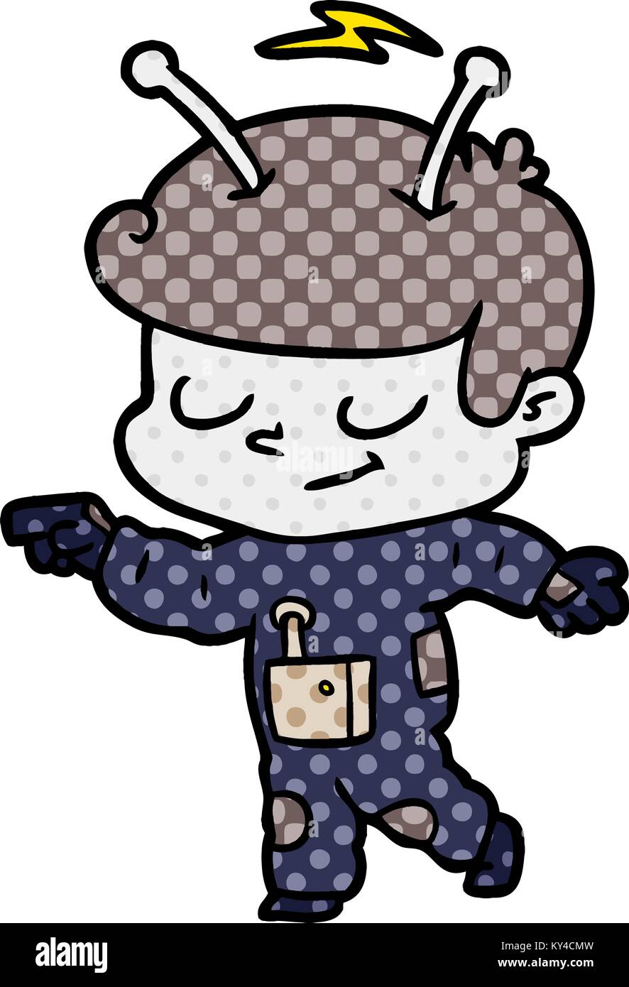 friendly cartoon spaceman pointing Stock Vector Image & Art - Alamy