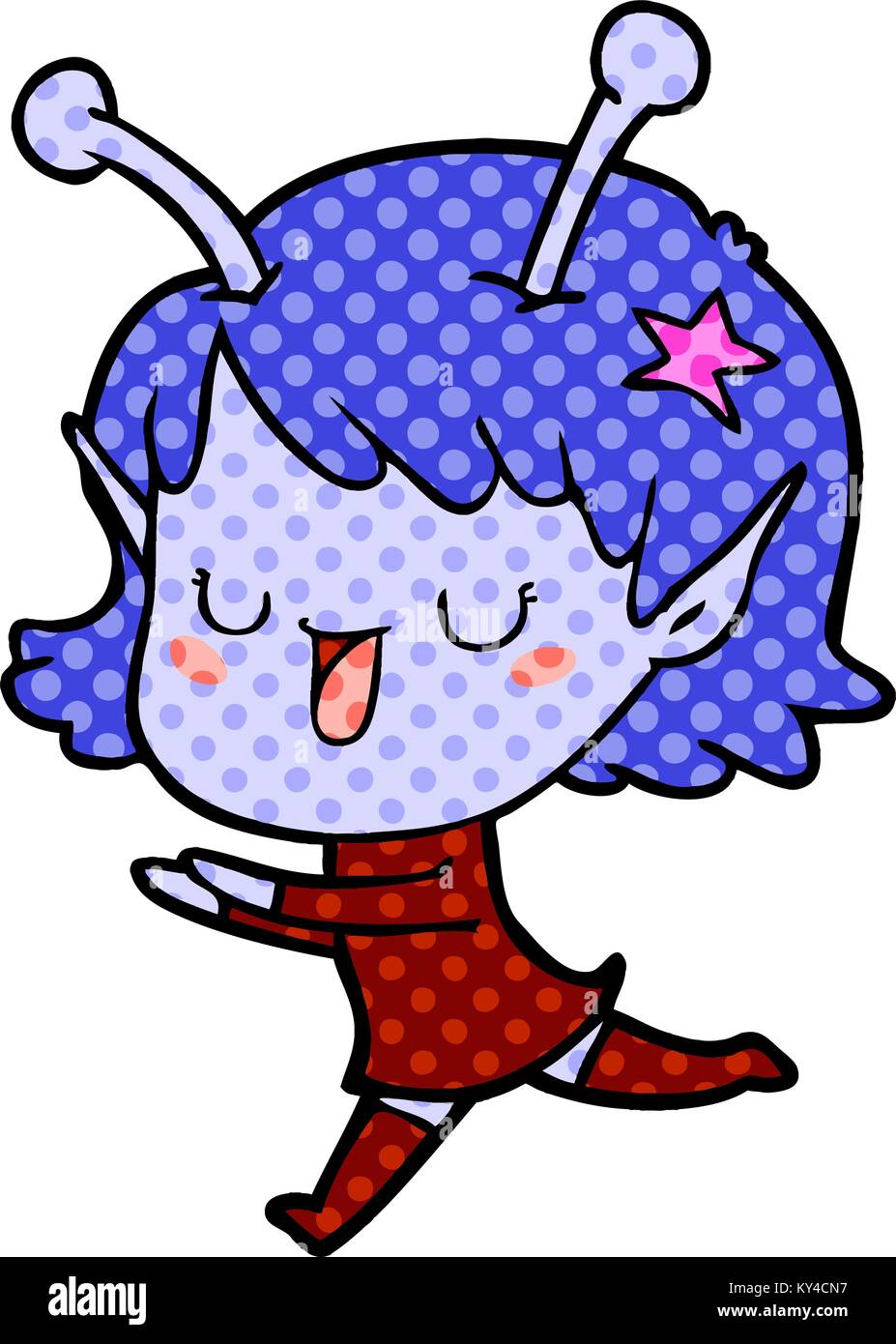 happy alien girl cartoon Stock Vector Image & Art - Alamy