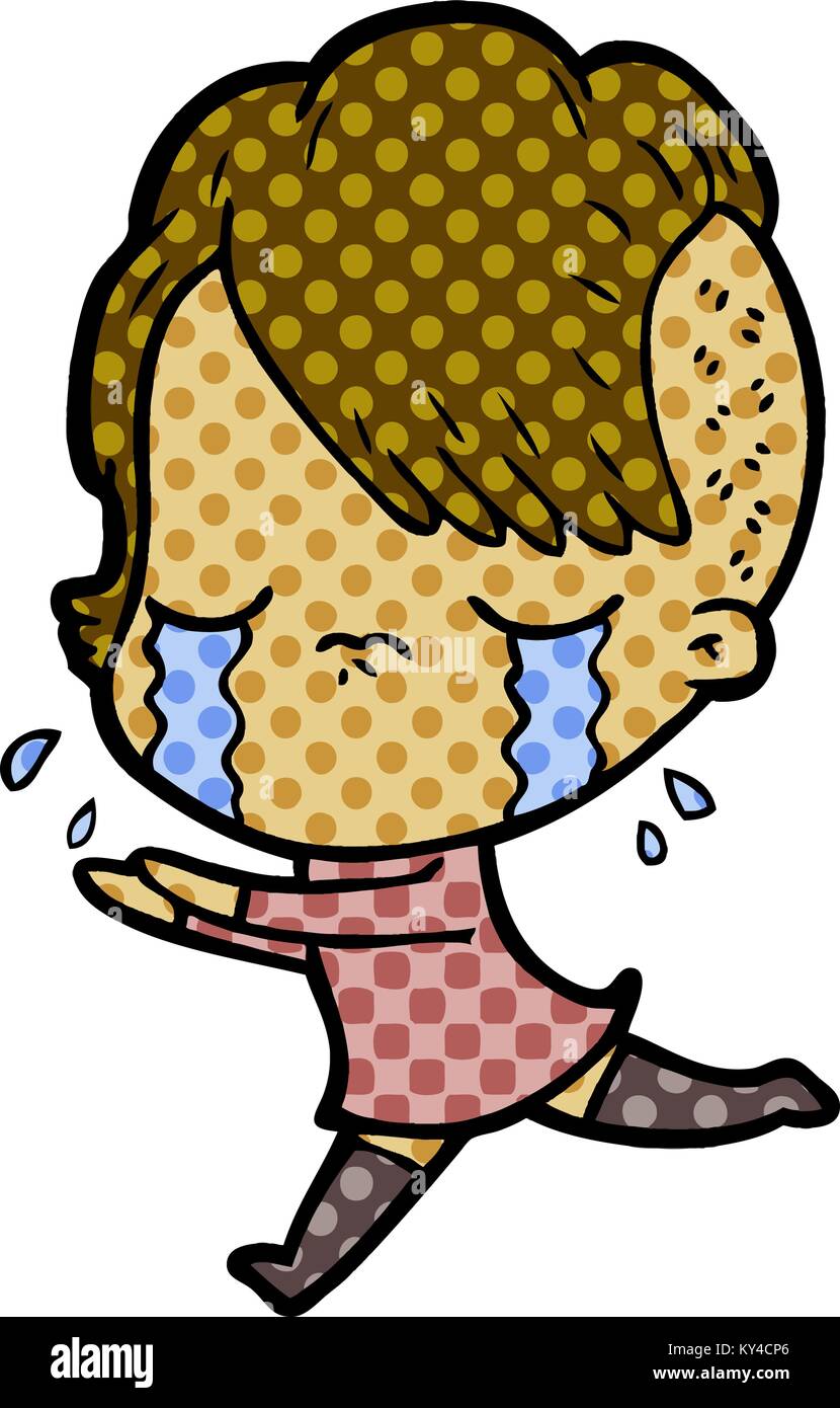 cartoon crying girl running away Stock Vector Image & Art - Alamy