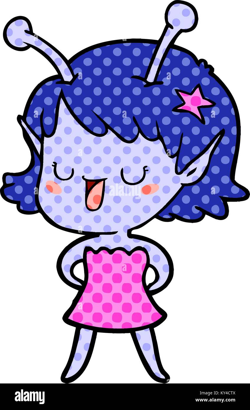 Cartoon happy alien girl hi-res stock photography and images - Alamy