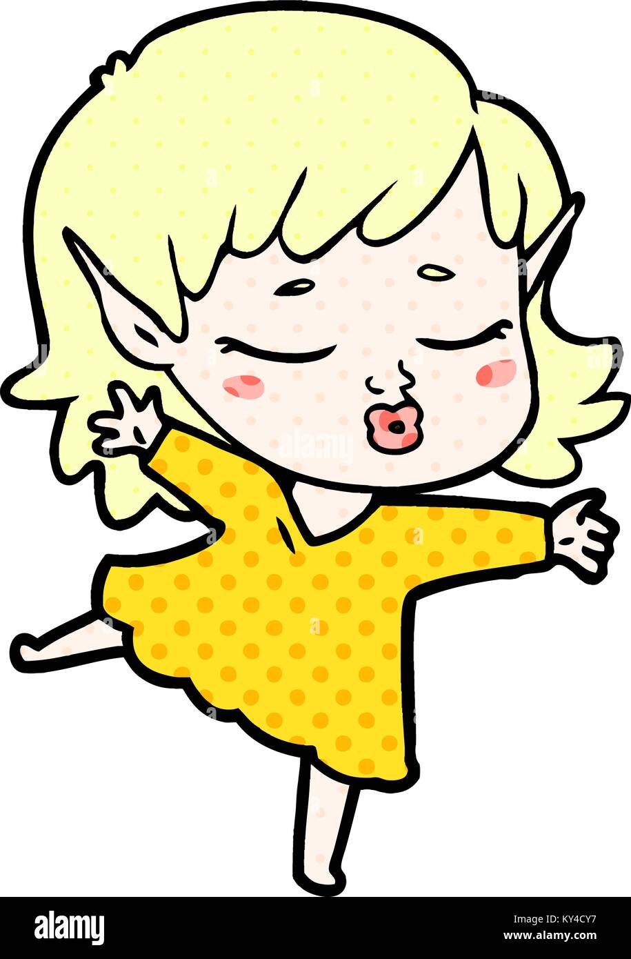 pretty cartoon elf girl dancing Stock Vector Image & Art - Alamy