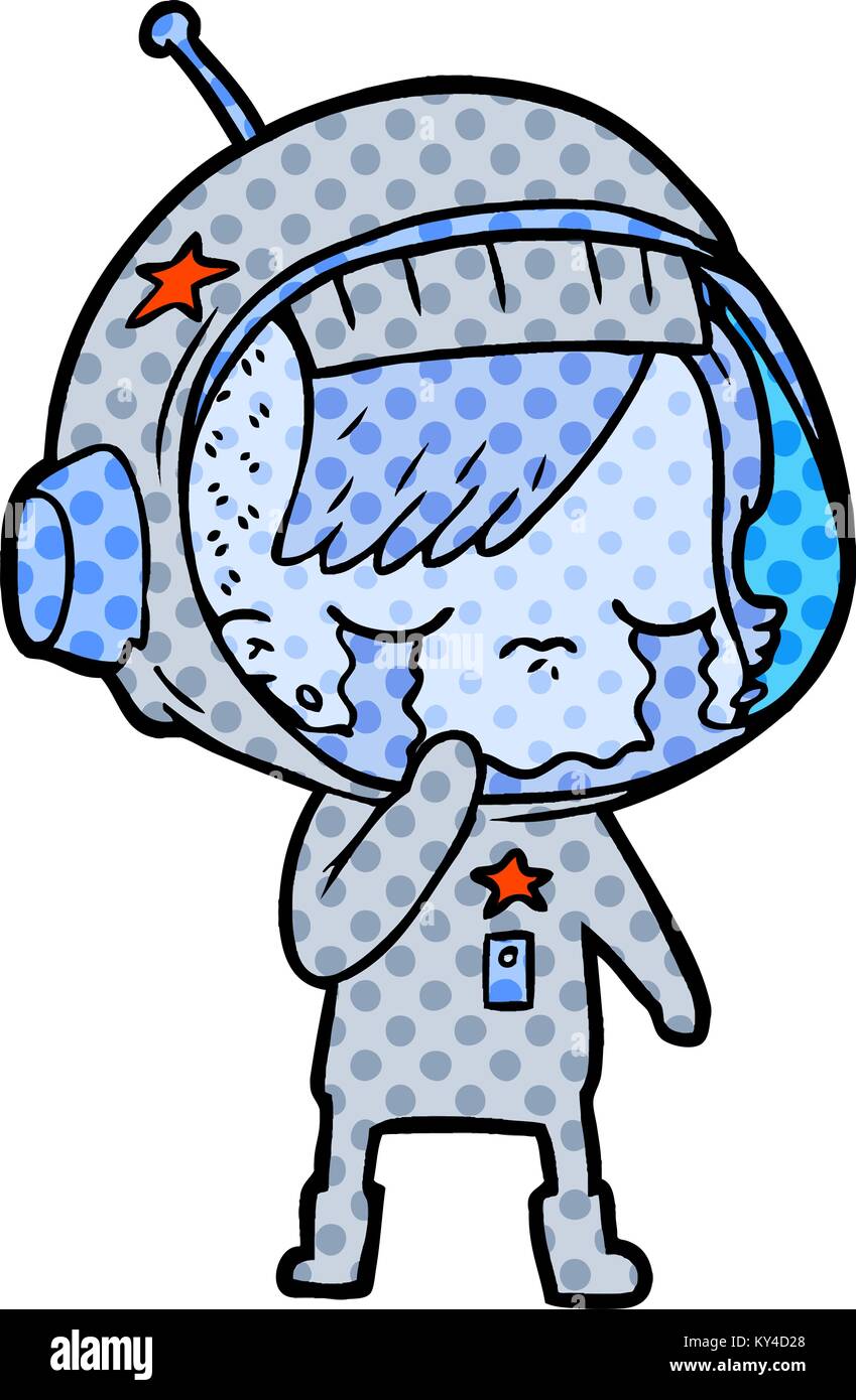 cartoon crying astronaut girl Stock Vector Image & Art - Alamy