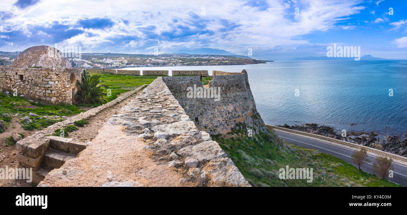 The venetian fortress of Fortezza on the hill at the old town of ...