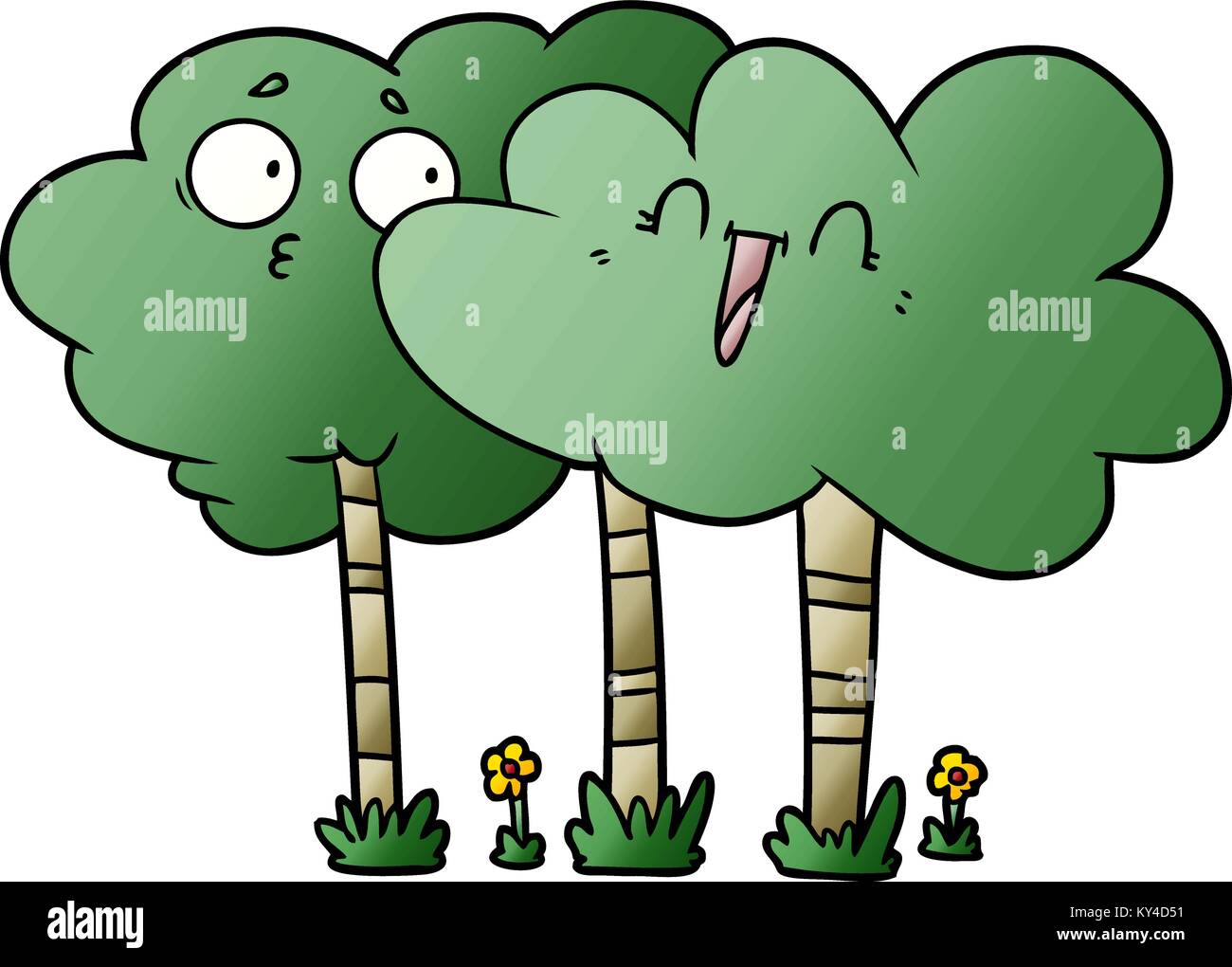 cartoon trees with faces Stock Vector Image & Art - Alamy