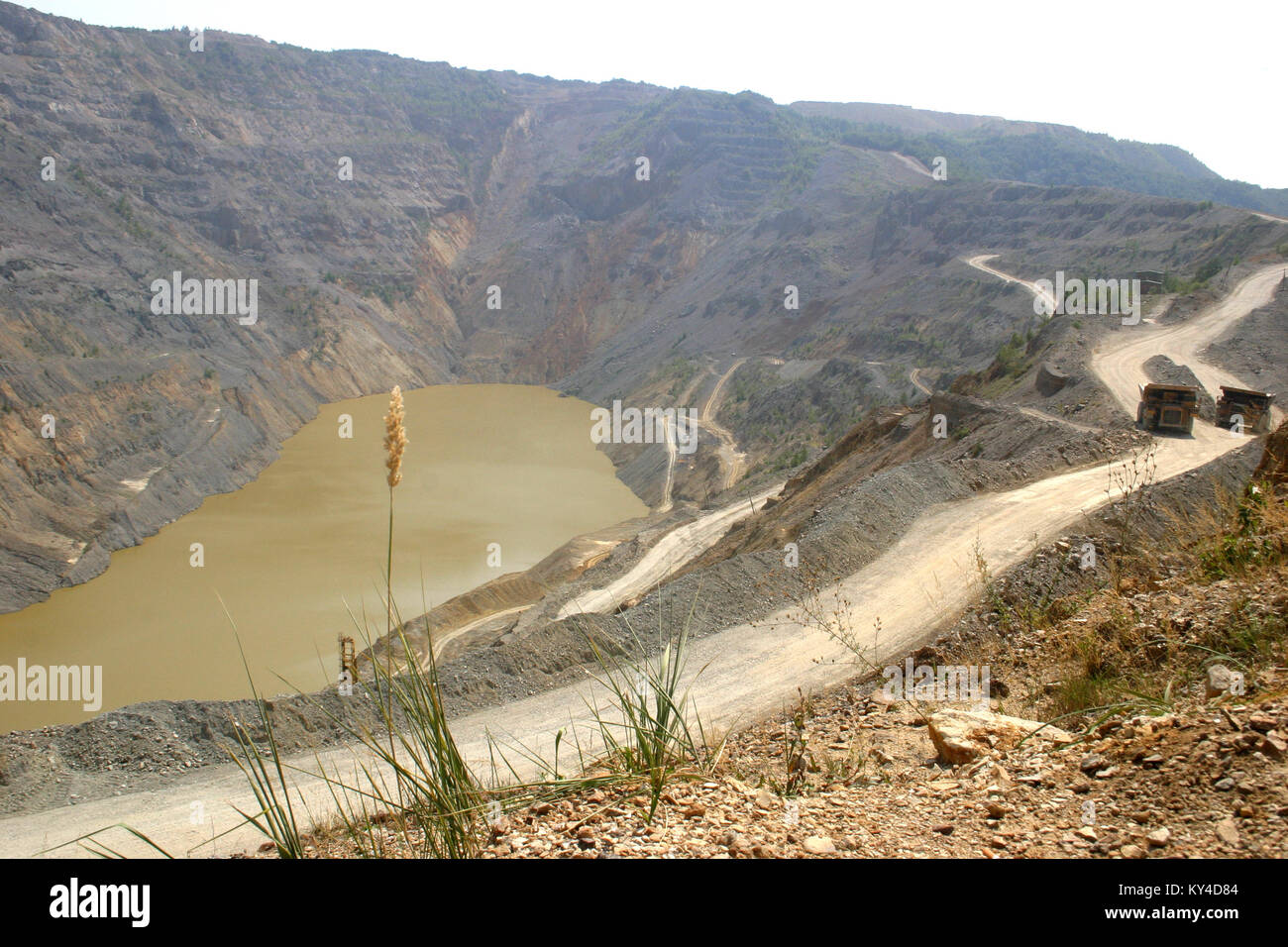 Aerial view over open mine Stock Photo - Alamy