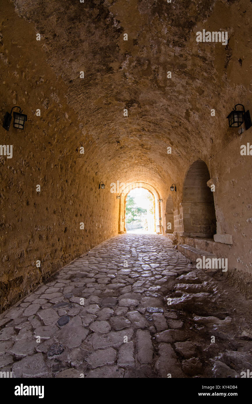 The venetian fortress of Fortezza on the hill at the old town of ...
