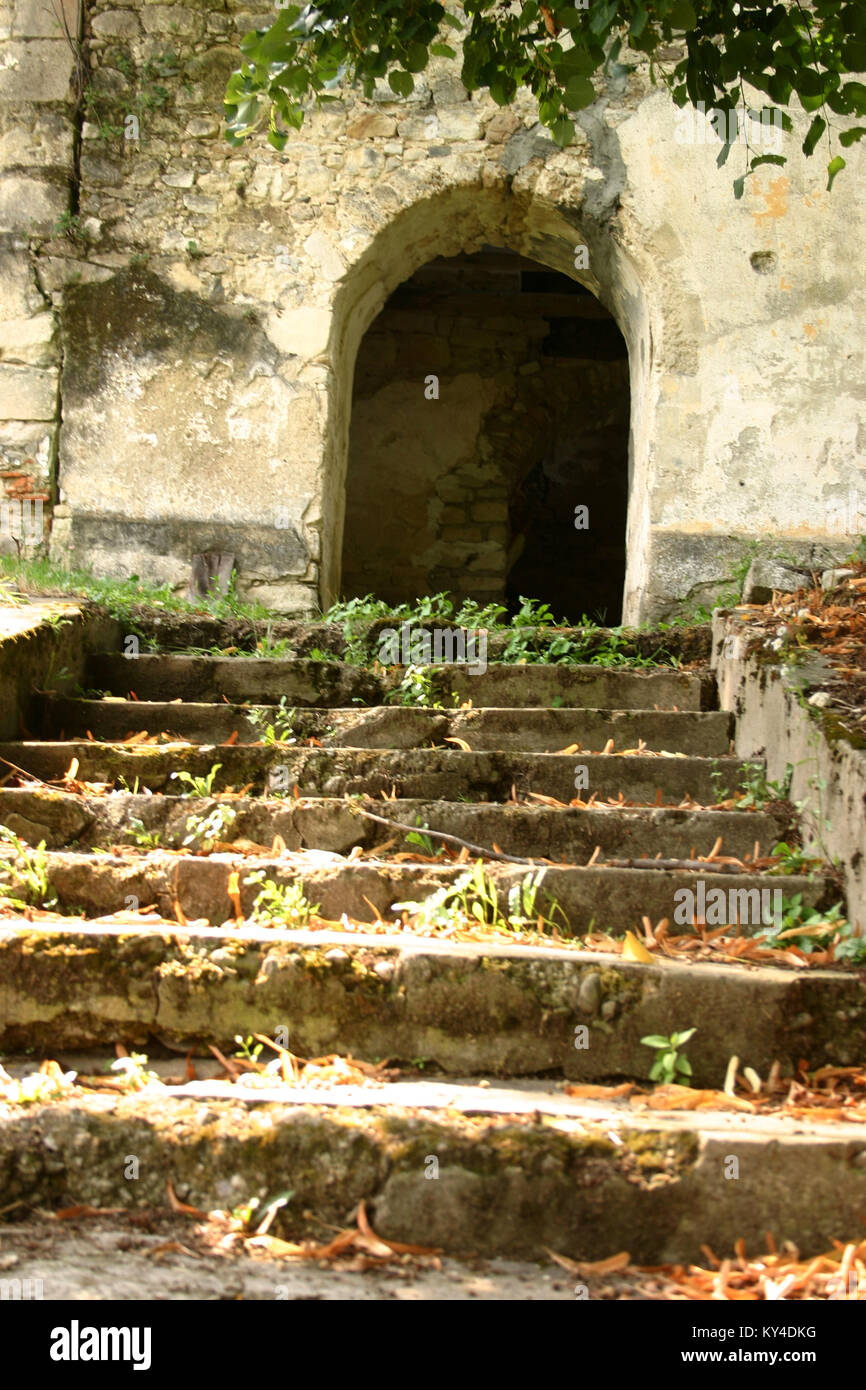 Stone steps leading to entrance to old medieval building Stock Photo ...