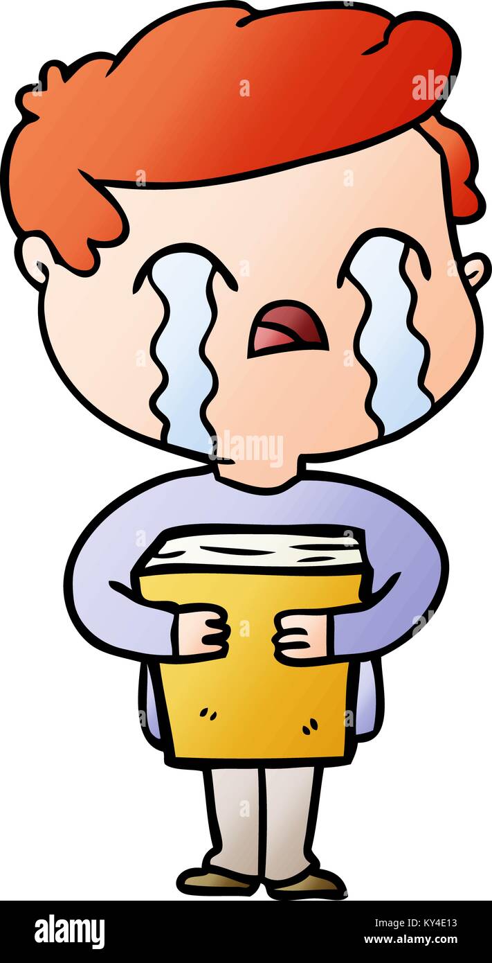 cartoon man crying holding book Stock Vector Image & Art - Alamy
