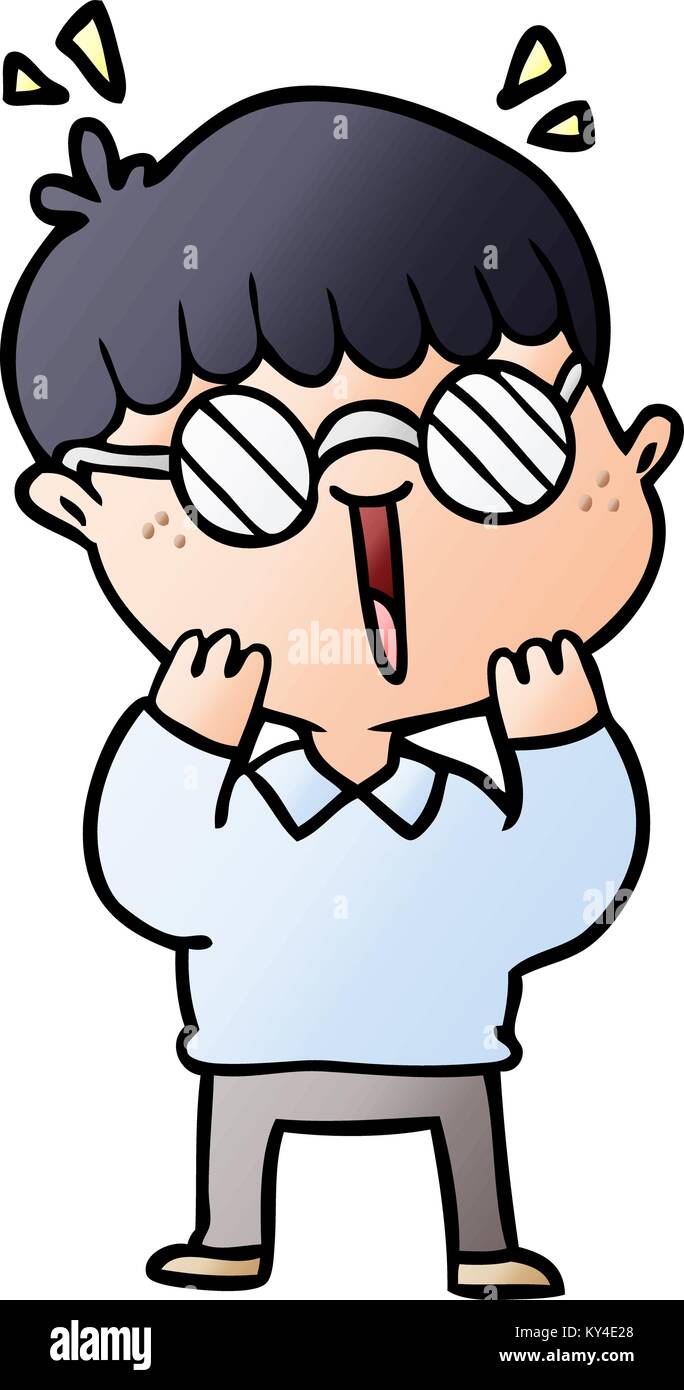 cartoon happy boy wearing spectacles Stock Vector Image & Art - Alamy